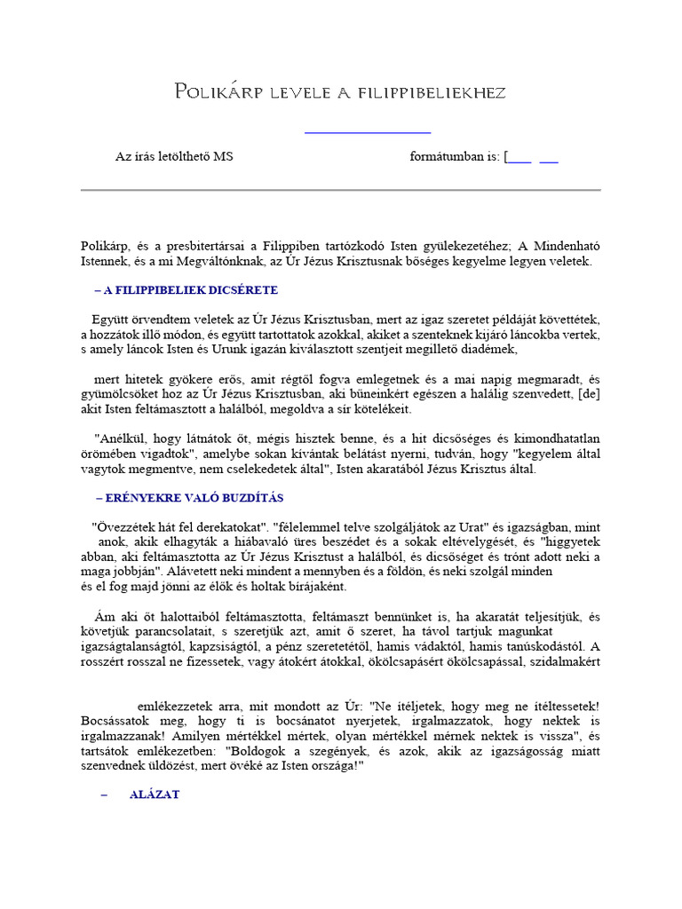 Szent Polikárp Levele A Filippiekhez | PDF