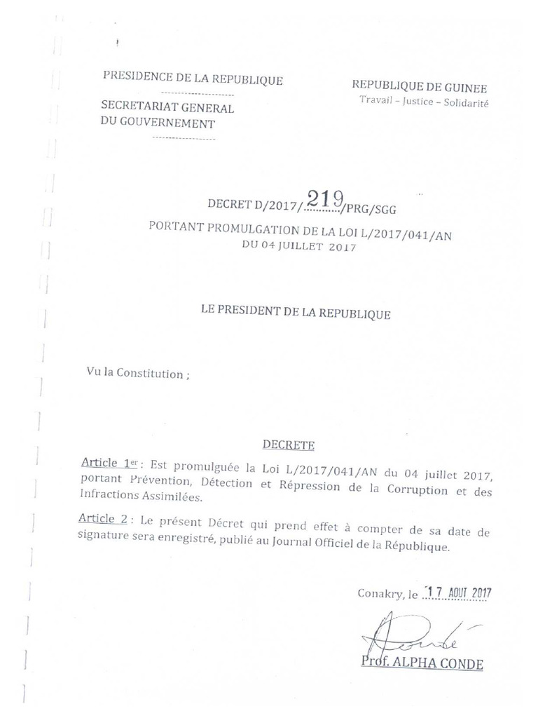 Loi Anti Corruption GN | PDF
