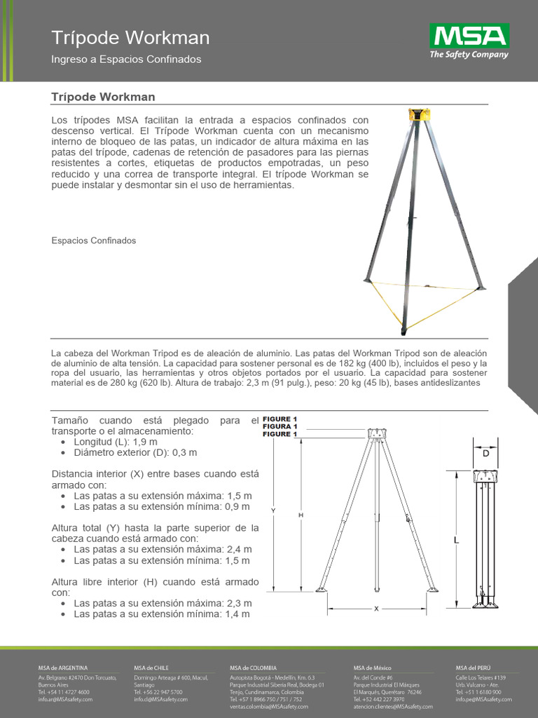20 MSA Tripod-Workman Technical-Datasheet ES | PDF