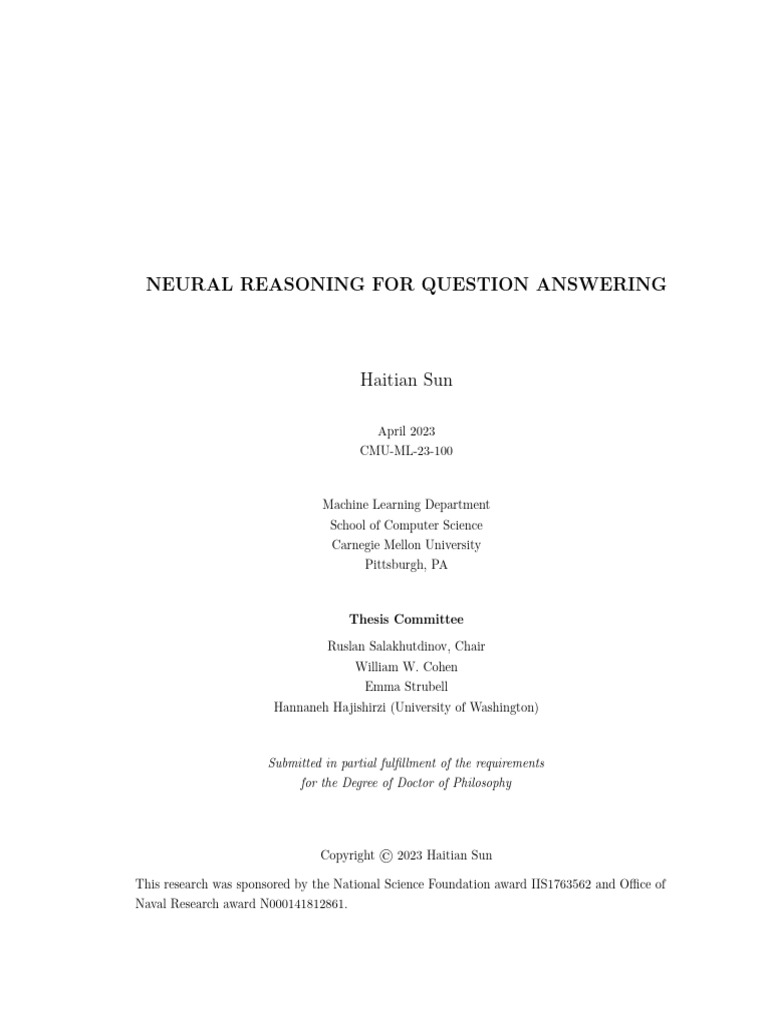 Neural Reasoning for Question-Answering | PDF | Parsing | Reason