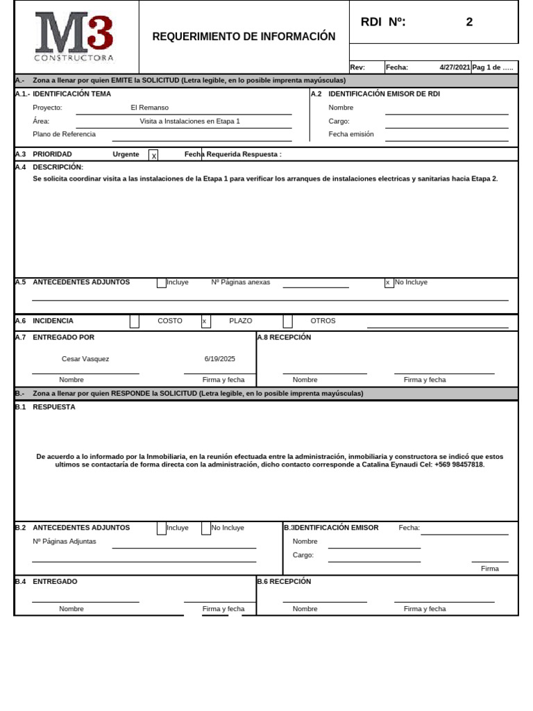 RDI N02 Visita a Instalaciones Etapa 1 | PDF