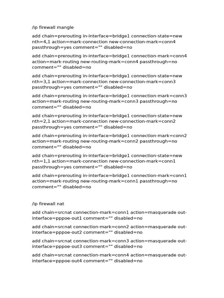 Firewall Mangle and NAT Configuration Guide | PDF