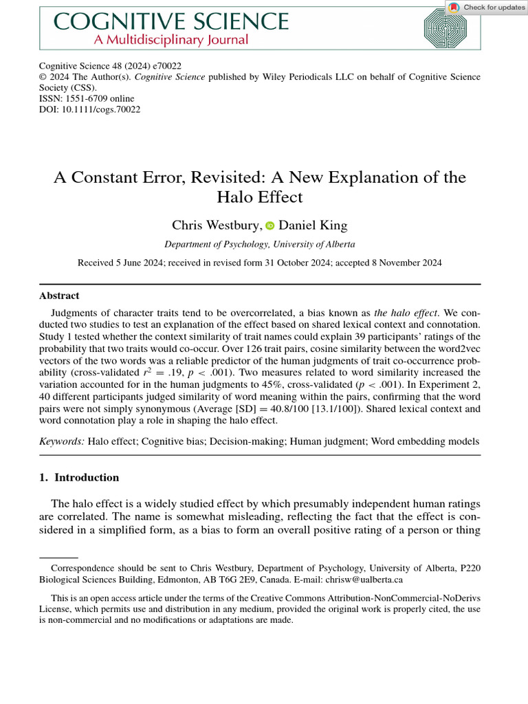 New Insights on the Halo Effect | PDF | Bias | Cognitive Psychology