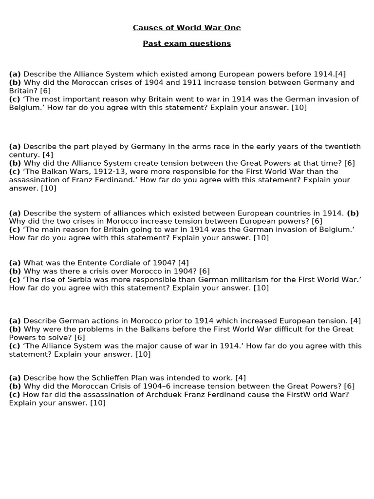 Causes of World War One Explained | PDF