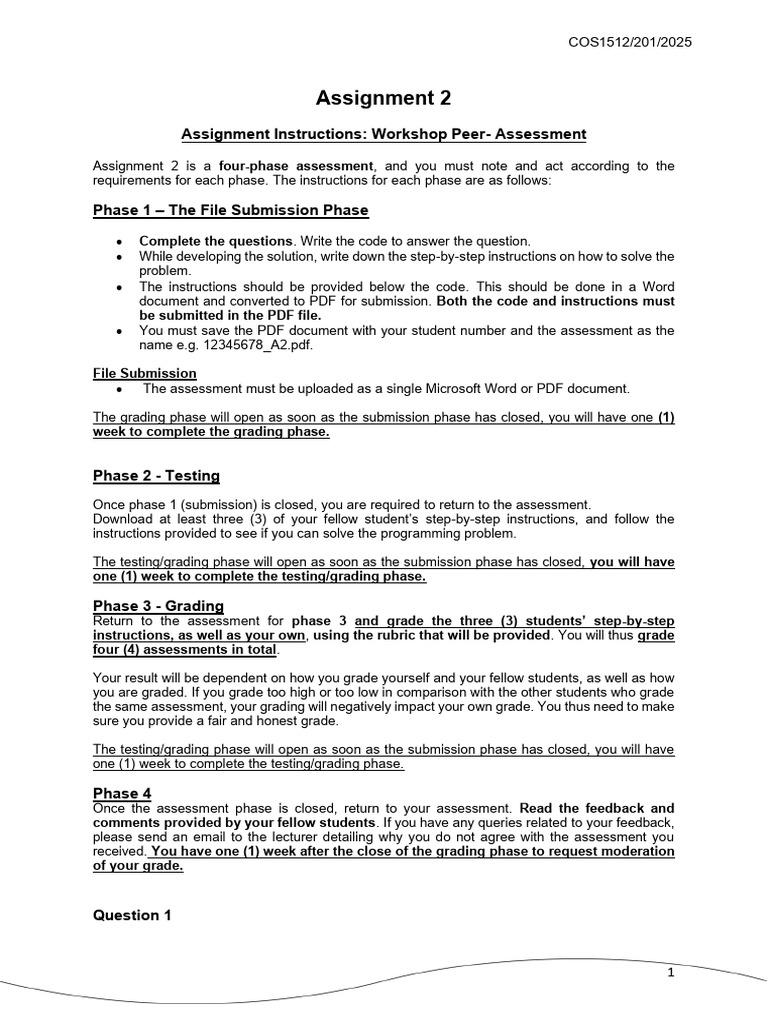 A2 - COS1512 - Assignment 2 - 2025 | PDF