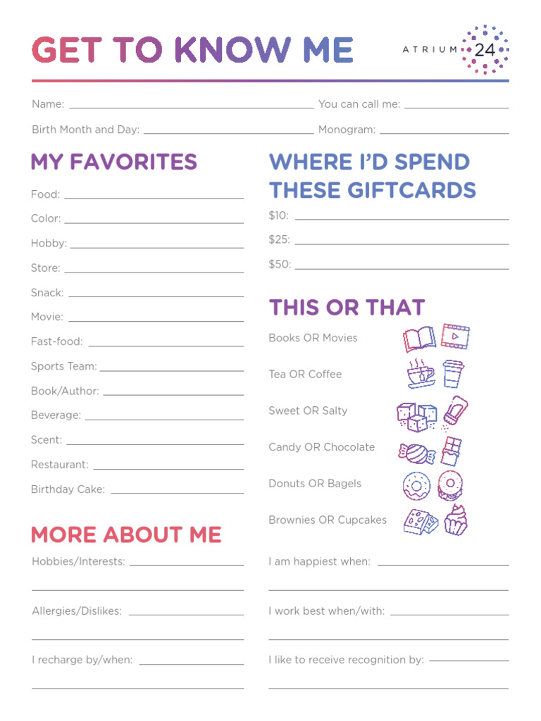 Atrium24 Get To Know Me | PDF