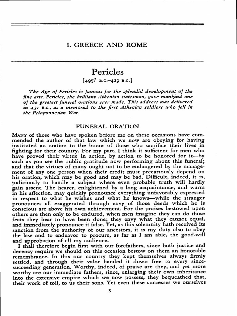 HACTS 03 Pericles's Funeral Oration and Socrates' Apology | PDF ...