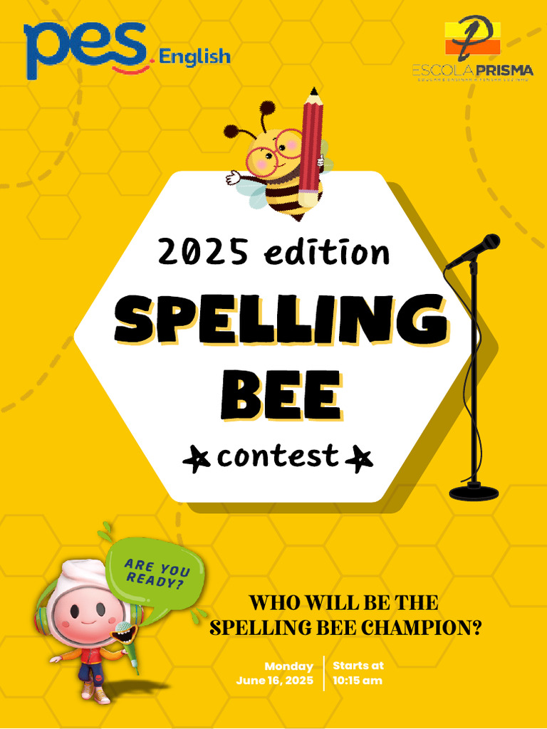 Spelling Bee Poster in Yellow Black Illustrative Style - 20250612 ...