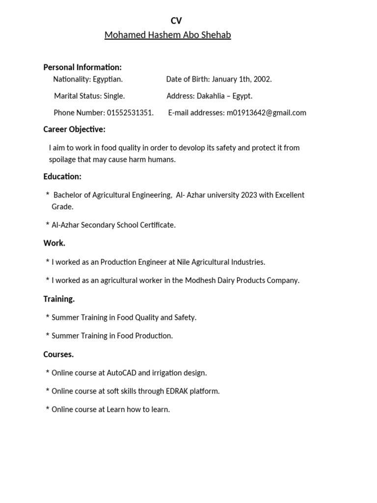 Abdelwhab Mohammed Cv11 | PDF