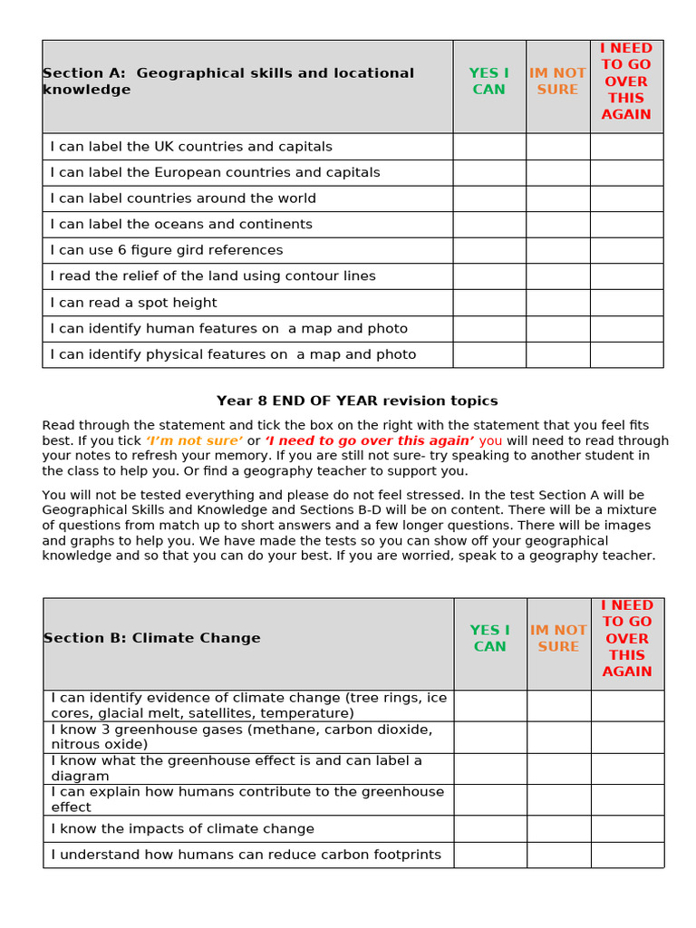 8A3 EOY Checklist 2020-2021 | PDF | Glacier | Erosion
