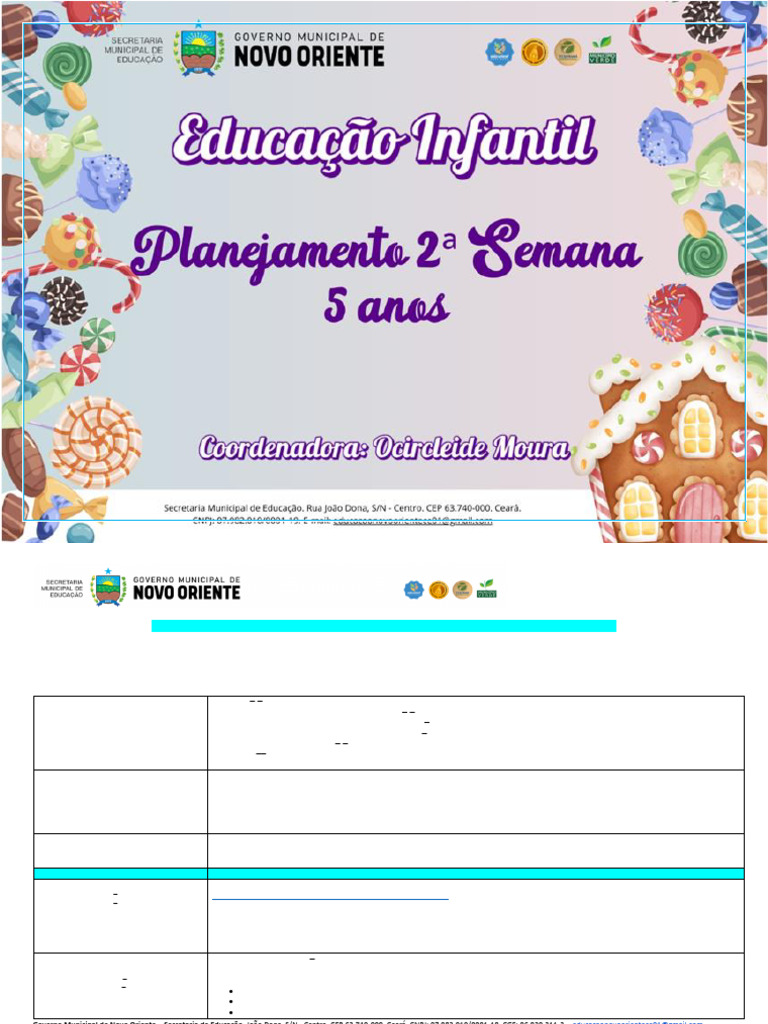 Rotina 2 A 7 Semana.5 ANOS Marco Adiante | PDF | Pré-escola | Aprendizado
