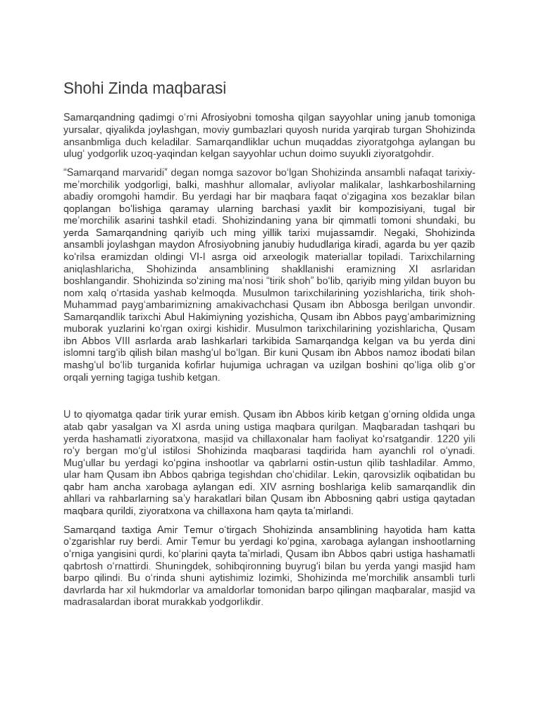 Shohi Zinda Maqbarasi | PDF