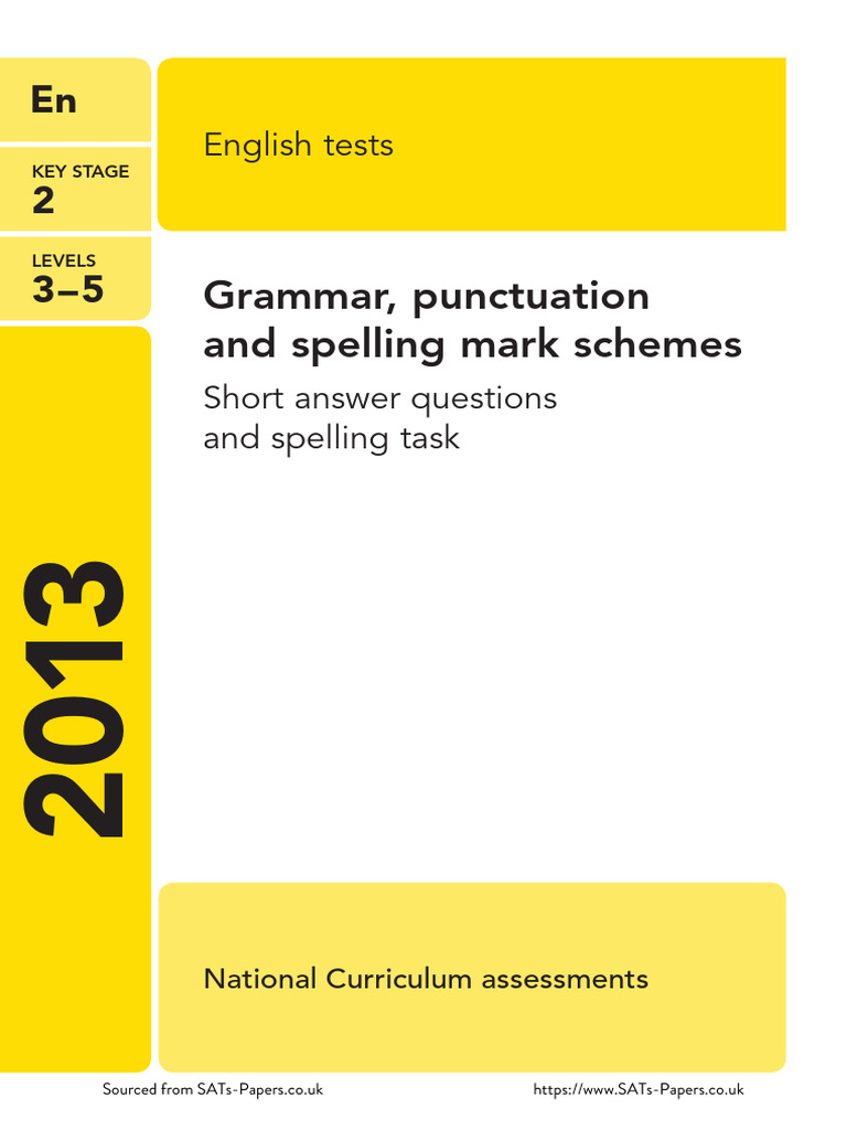 2013 KS2 English Mark Schemes | PDF | Part Of Speech | Linguistic ...