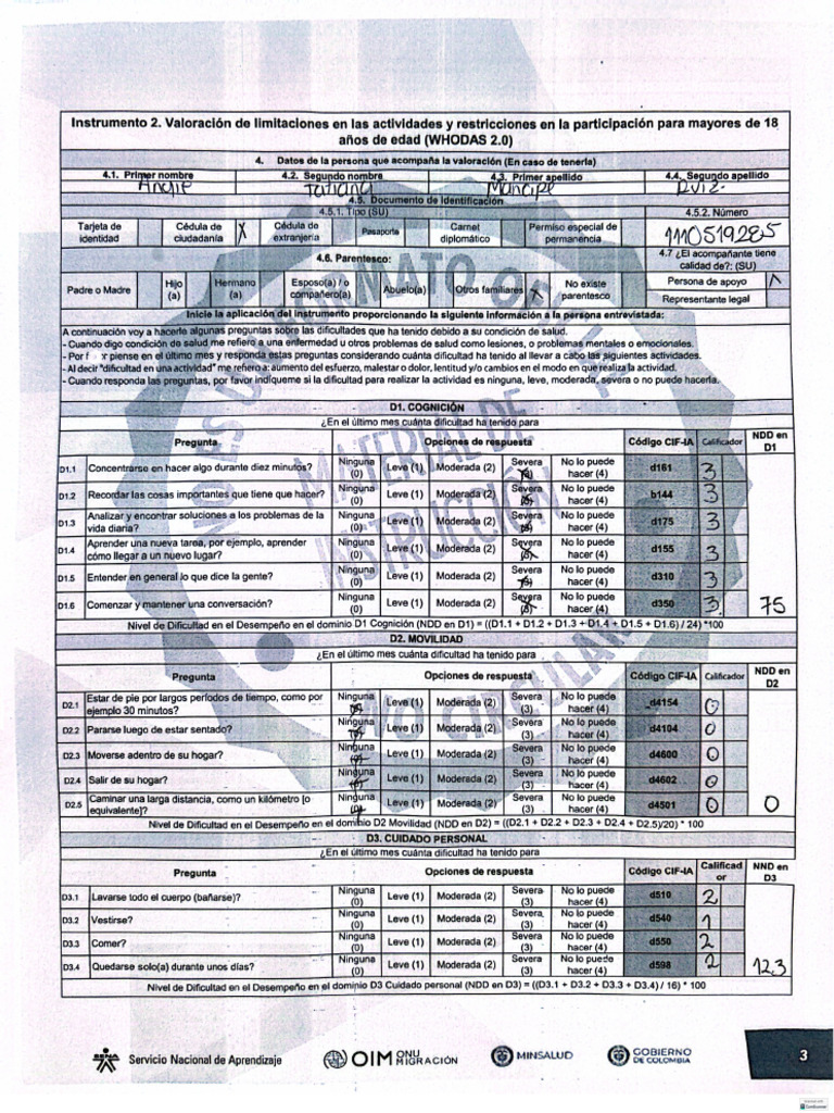 Ejercicio Whodas 2.0 | PDF