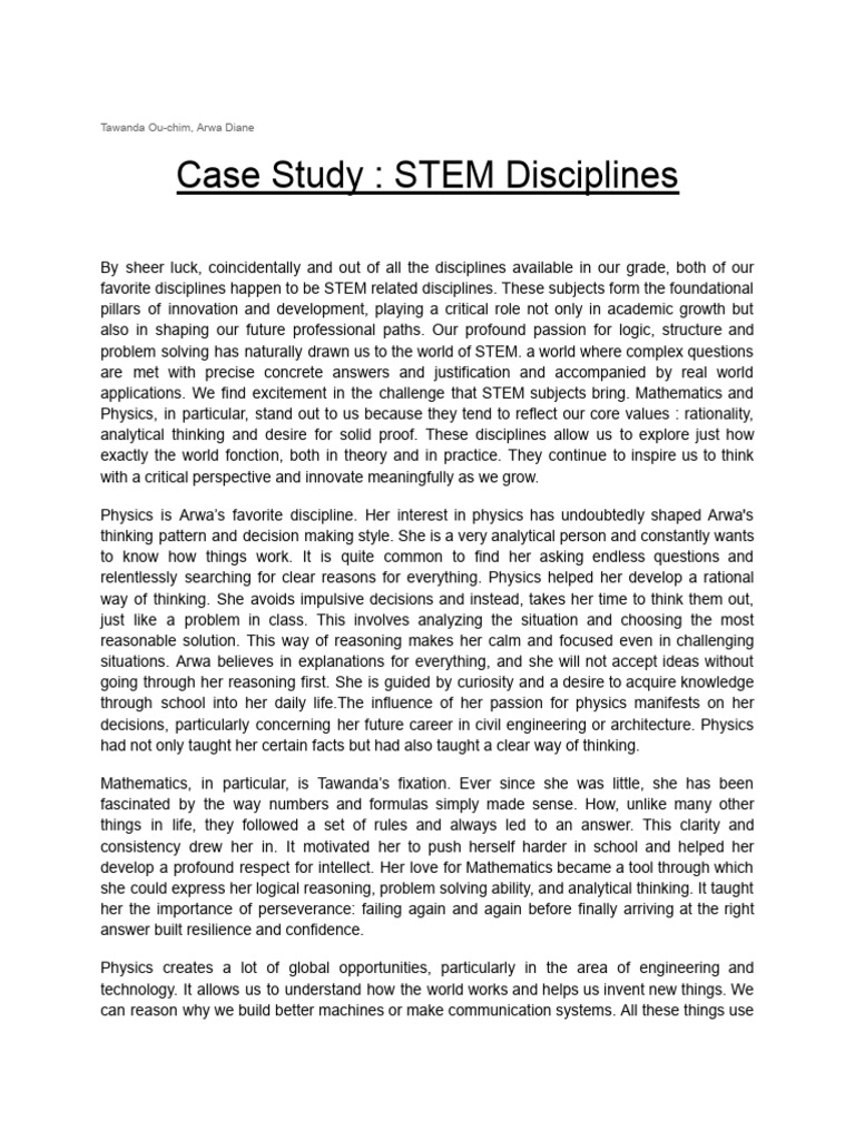 Case Study - Stem Disciplines | PDF | Mathematics | Physics