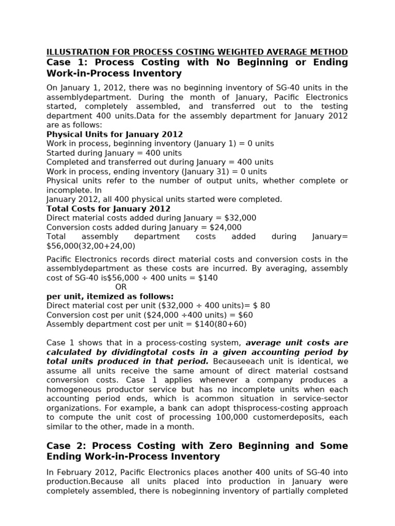 Illustration For Process Costing Weighted Average Method | PDF ...