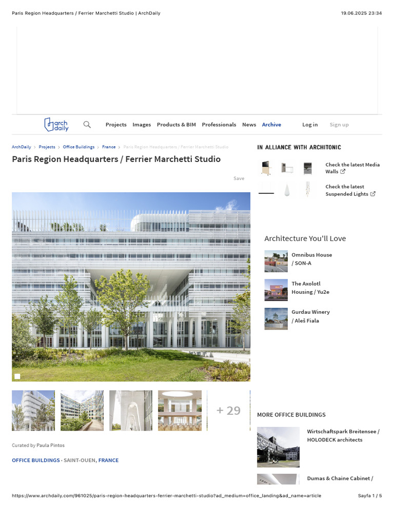 Paris Region Headquarters: Ferrier Marchetti Studio - ArchDaily | PDF ...