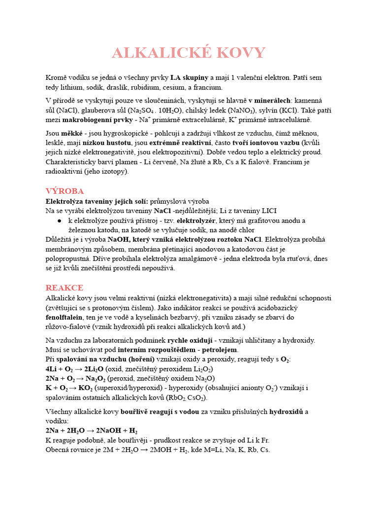 Alkalické Kovy | PDF