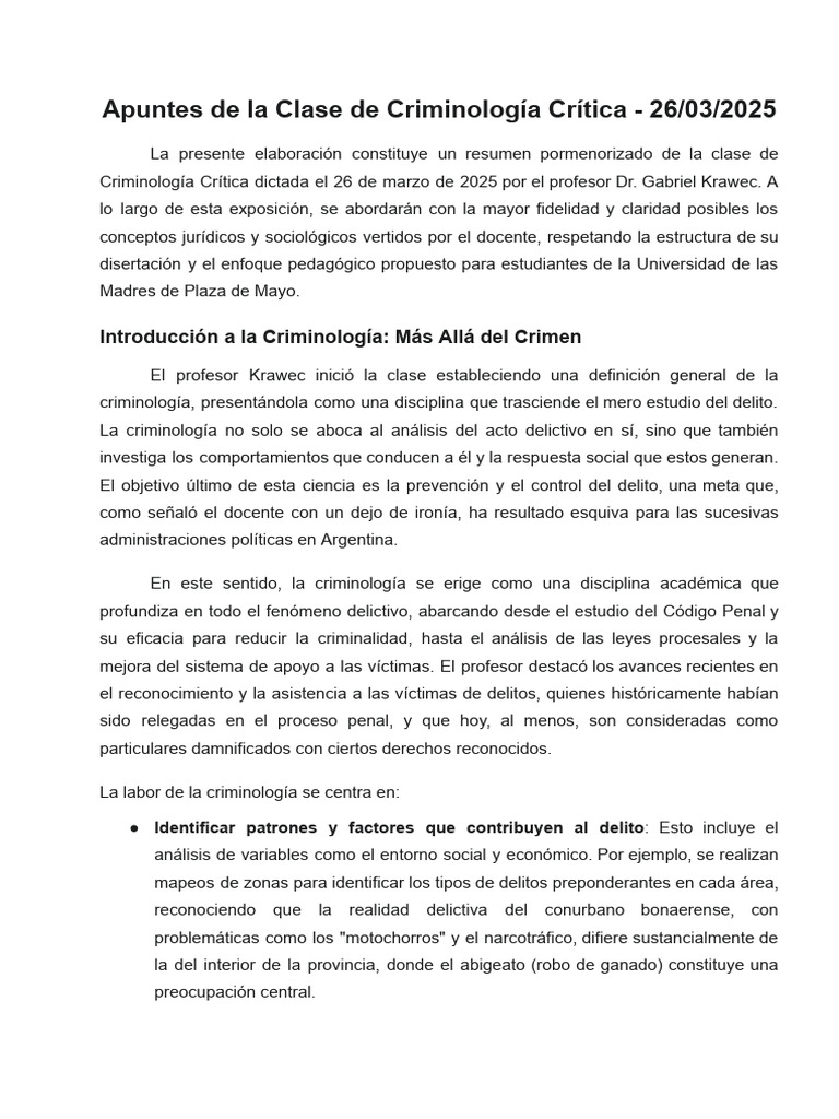 Resumen de Criminología Crítica 2025 | PDF | Criminología | Crímenes