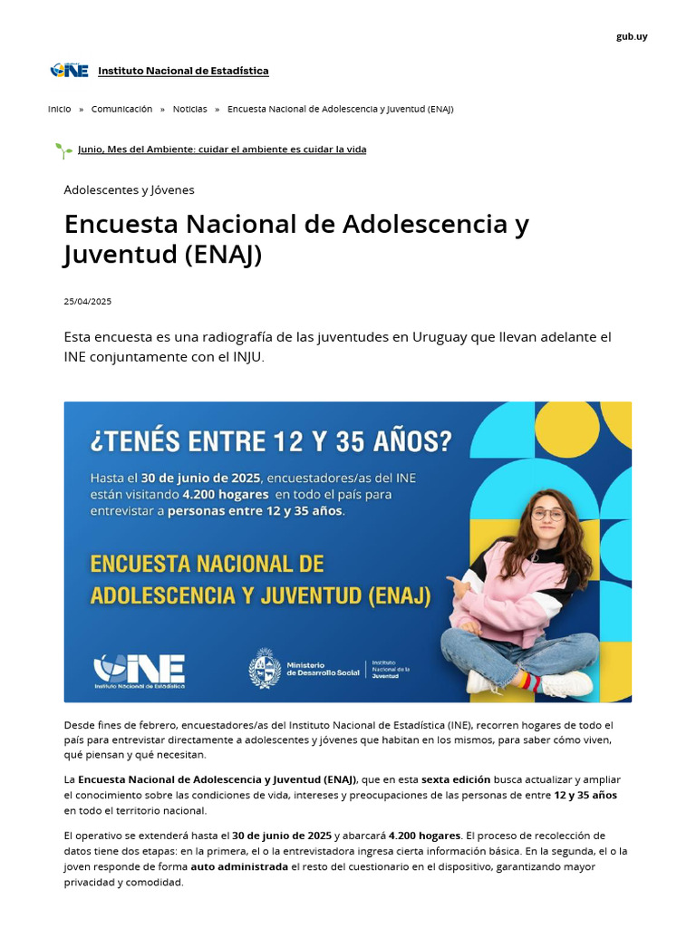 5) Encuesta Nacional de Adolescencia y Juventud (ENAJ) - INE | PDF