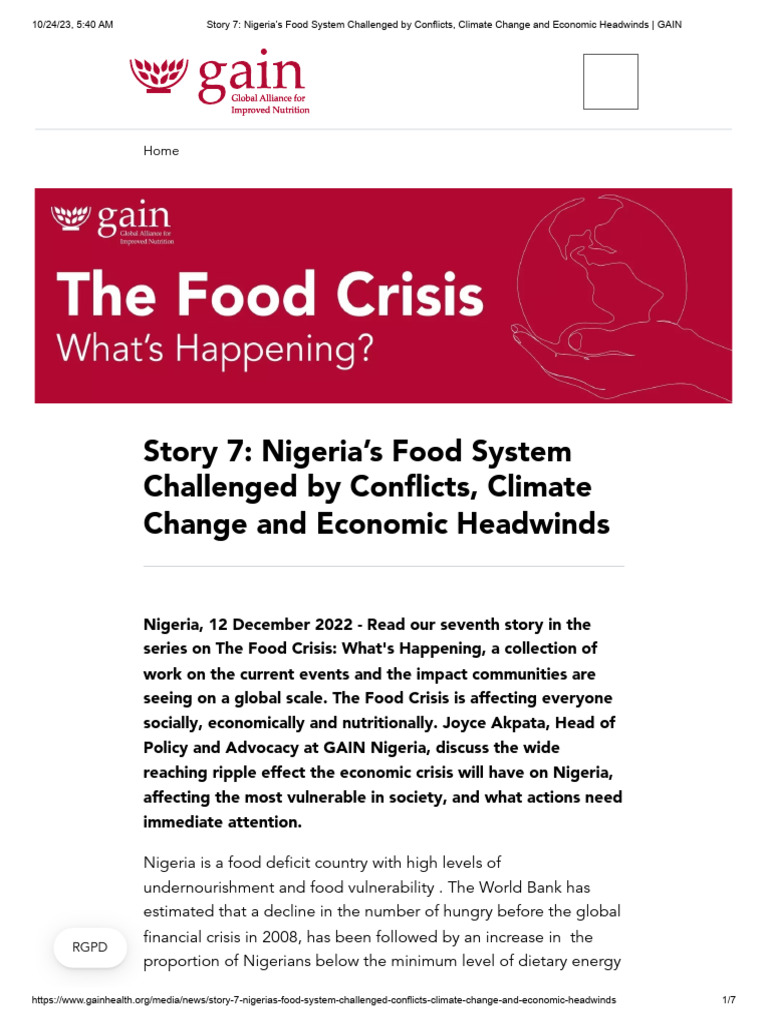 Story 7 - Nigeria's Food System Challenged by Conflicts, Climate Change ...