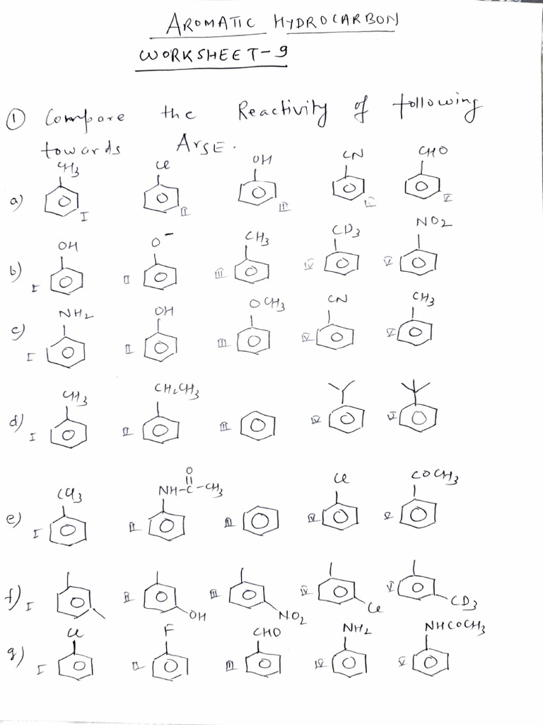 Worksheet 9 Hydrocarbon (Aromatic) | PDF | Hydrocarbons | Organic Chemistry