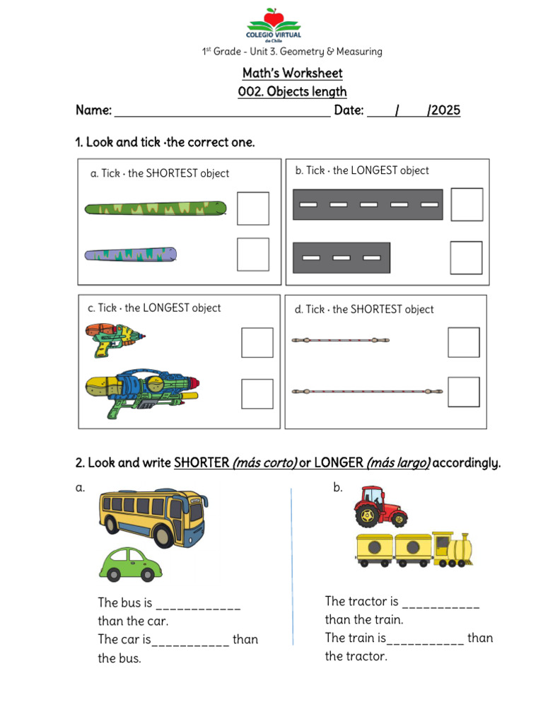 1st Grade Length Measurement Worksheet | PDF | Chess Openings | Chess