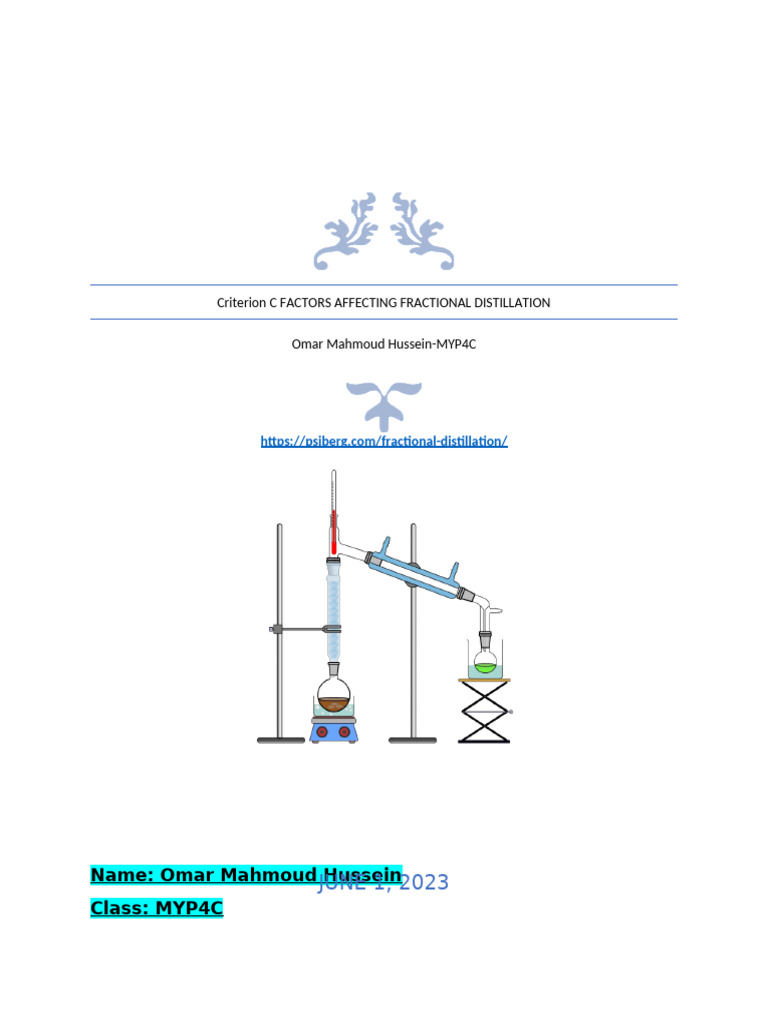 Criterion C FACTORS AFFECTING FRACTIONAL DISTILLATION | PDF | Distillation | Accuracy And Precision