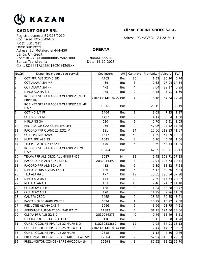 Kazan Preturi PT Corint Shose | PDF
