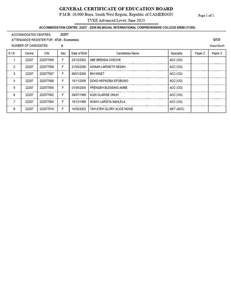 TVEE Advanced Level Paper 2 and 3 AR For South | PDF | Student ...