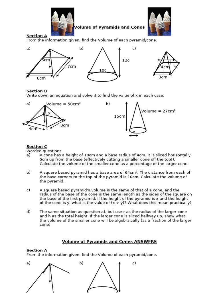 8) Volume of Pyramids and Cones | PDF | Volume | Mathematics