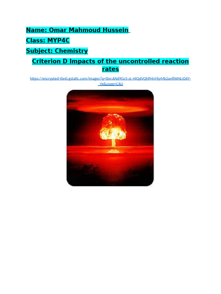 Uncontrolled Reaction Rates in Chemistry | PDF | Reaction Rate ...