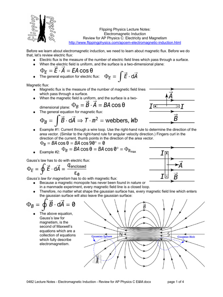 0482 Lecture Notes - Electromagnetic Induction - Review For Ap Physics ...