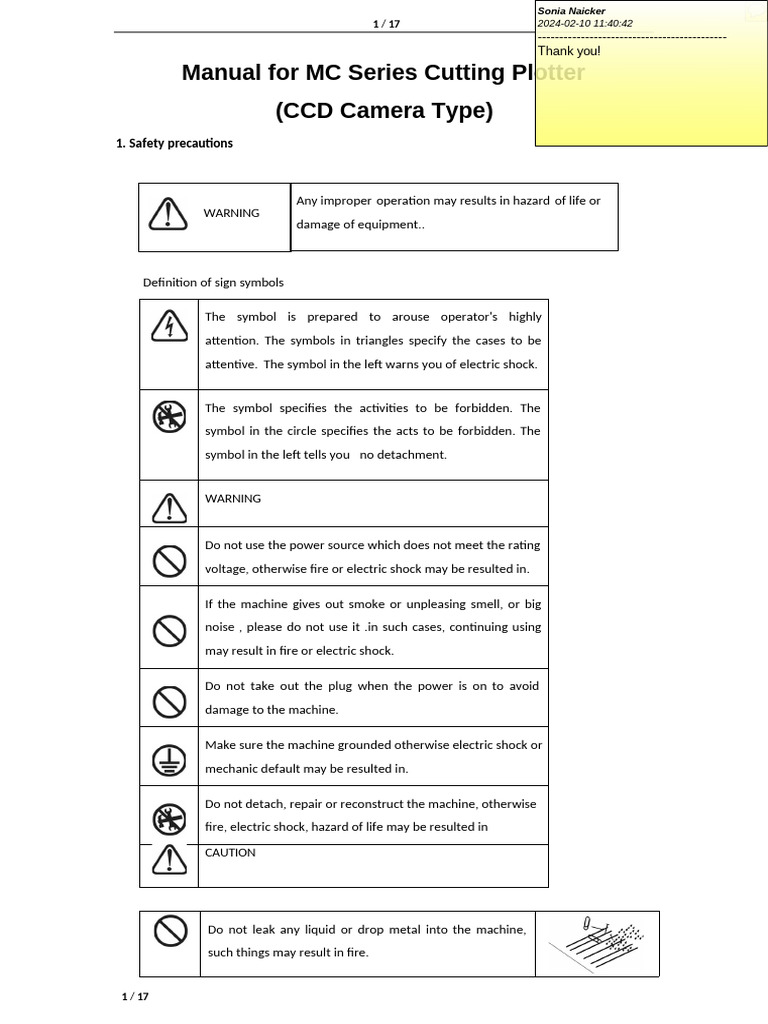 1.7 User's Manual MC Cutting Plotter | PDF | Electrical Connector | Knife