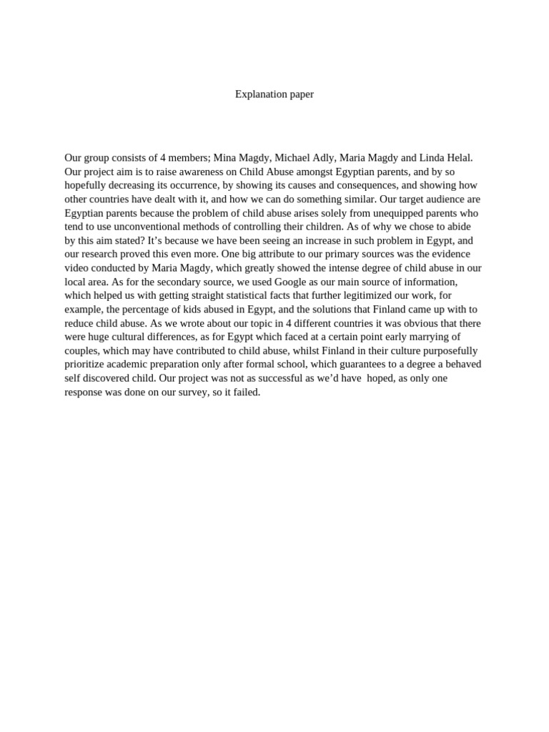 Explanation Paper | PDF