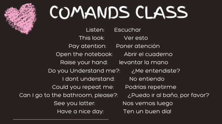 Class Comands English 5° | PDF