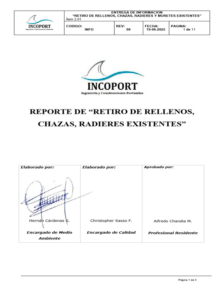 Reporte Partida 2.1 - E.T.E Obra DOP Caleta Totoral Bajo | PDF | Residuos | Sector secundario de ...