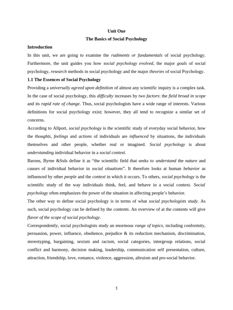 Social Psyc Handout 2017 | PDF | Social Psychology | Socialization