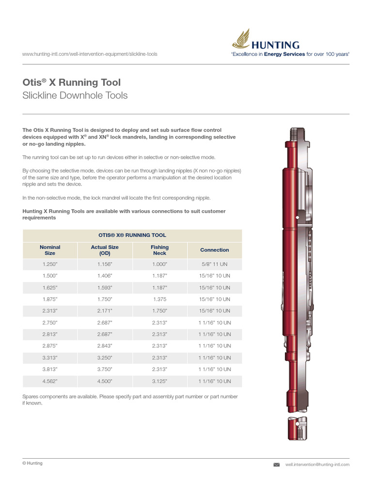 Hunting Otis X Running Tool Datasheet | PDF