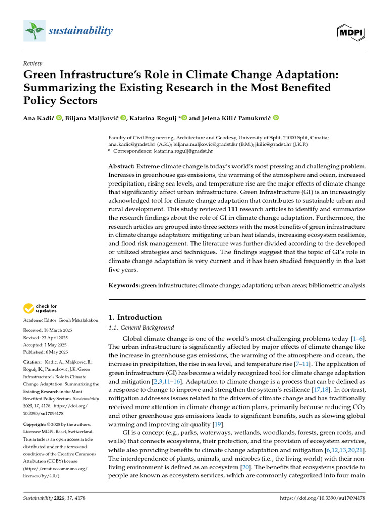 Green Infrastructure for Climate Adaptation | PDF | Climate Change ...