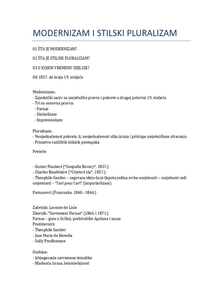 Modernizam I Stilski Pluralizam | PDF
