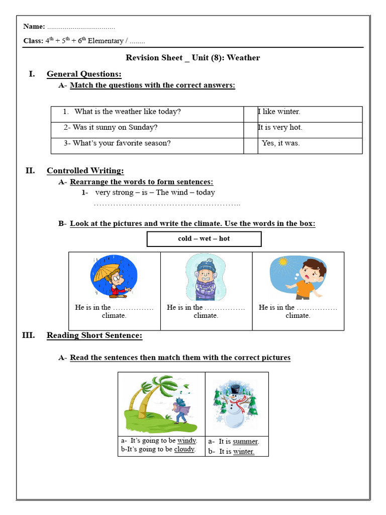 Unit 8 Weather | PDF
