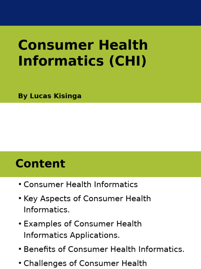 Consumer Health Informatics | PDF | Health Informatics | Health Care