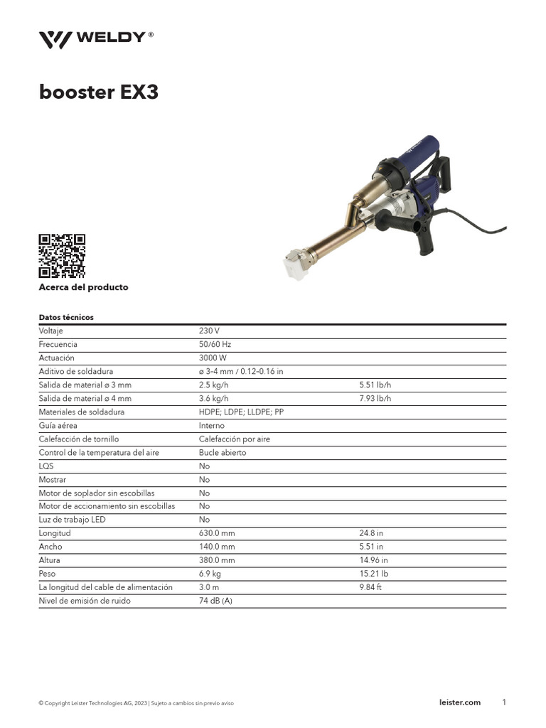 Soldadora Por Extrusion Booster Ex3 - Weldy | PDF