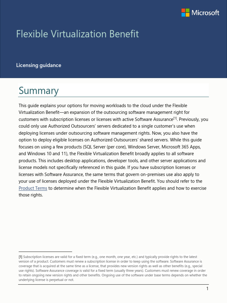 Flexible Virtualization Benefit Licensing Guidance | PDF | Microsoft Windows | Windows 10