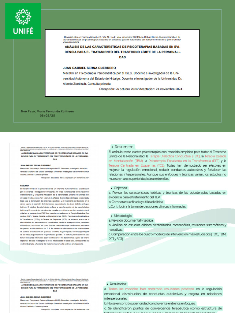 Exposición TLP PDF | PDF | Psicoterapia | Trastorno límite de la personalidad