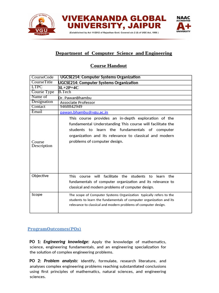 UGCSE214 Computer Systems Organization | PDF | Engineering | Cpu Cache
