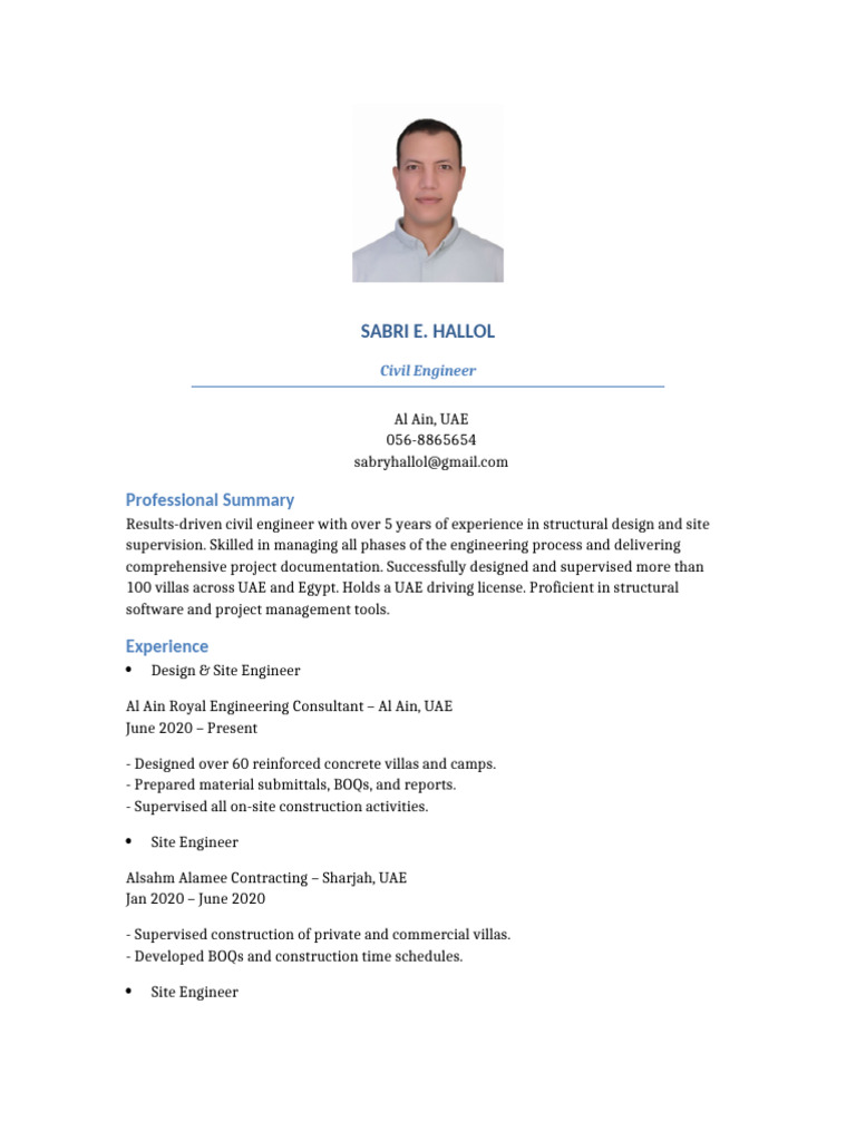Sabri Professional CV With Photo Final | PDF