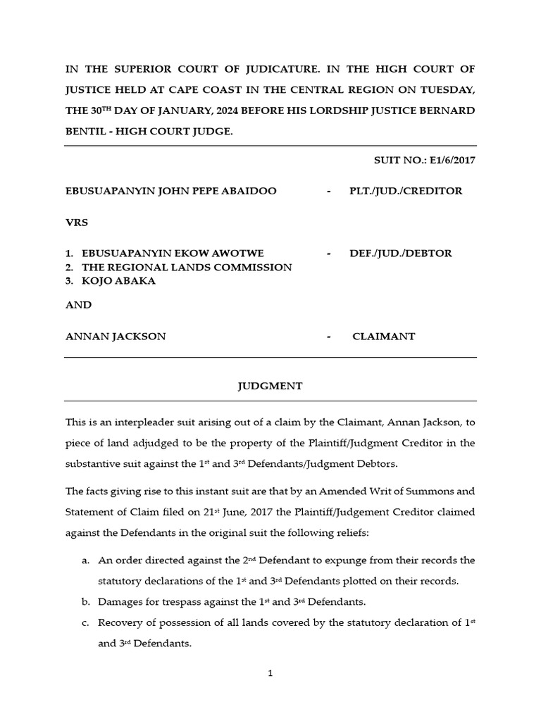 Interpleader Suit Judgment Overview | PDF | Lawsuit | Judgment (Law)