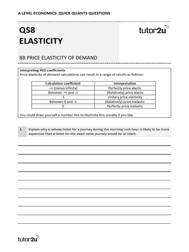 Quick Quants Questions QS8b Elasticity No Answers | PDF | Price ...